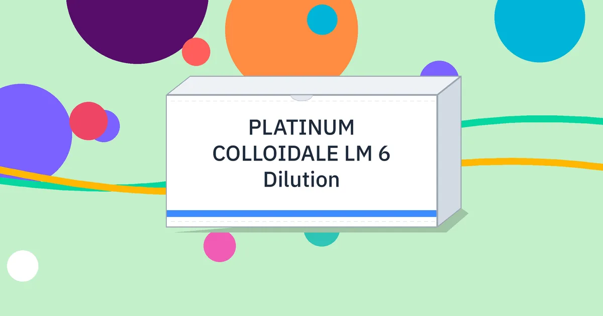 Symbolbild: Packung mit der Aufschrift PLATINUM COLLOIDALE LM 6 Dilution (PZN 13037648) – Verfügbarkeit und Bezug in Apotheken in Frankfurt am Main