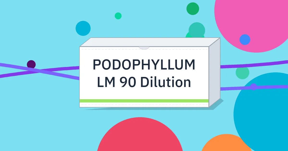 Symbolbild: Packung mit der Aufschrift PODOPHYLLUM LM 90 Dilution (PZN 13043229) – Verfügbarkeit und Bezug in Apotheken in Frankfurt am Main