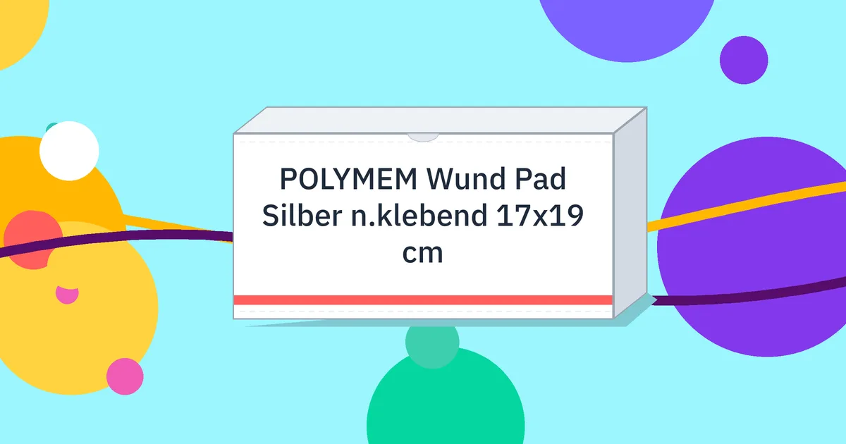 Symbolbild: Packung mit der Aufschrift POLYMEM Wund Pad Silber n.klebend 17x19 cm (PZN 19621756) – Verfügbarkeit und Bezug in Apotheken in Frankfurt am Main