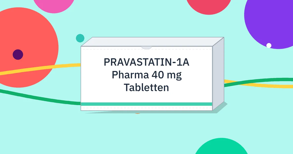 Symbolbild: Packung mit der Aufschrift PRAVASTATIN-1A Pharma 40 mg Tabletten (PZN 03418088) – Verfügbarkeit und Bezug in Apotheken in Frankfurt am Main