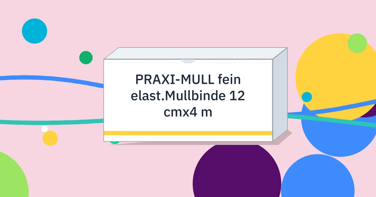 Symbolbild: Packung mit der Aufschrift PRAXI-MULL fein elast.Mullbinde 12 cmx4 m (PZN 12827271) – Verfügbarkeit und Bezug in Apotheken in Frankfurt am Main