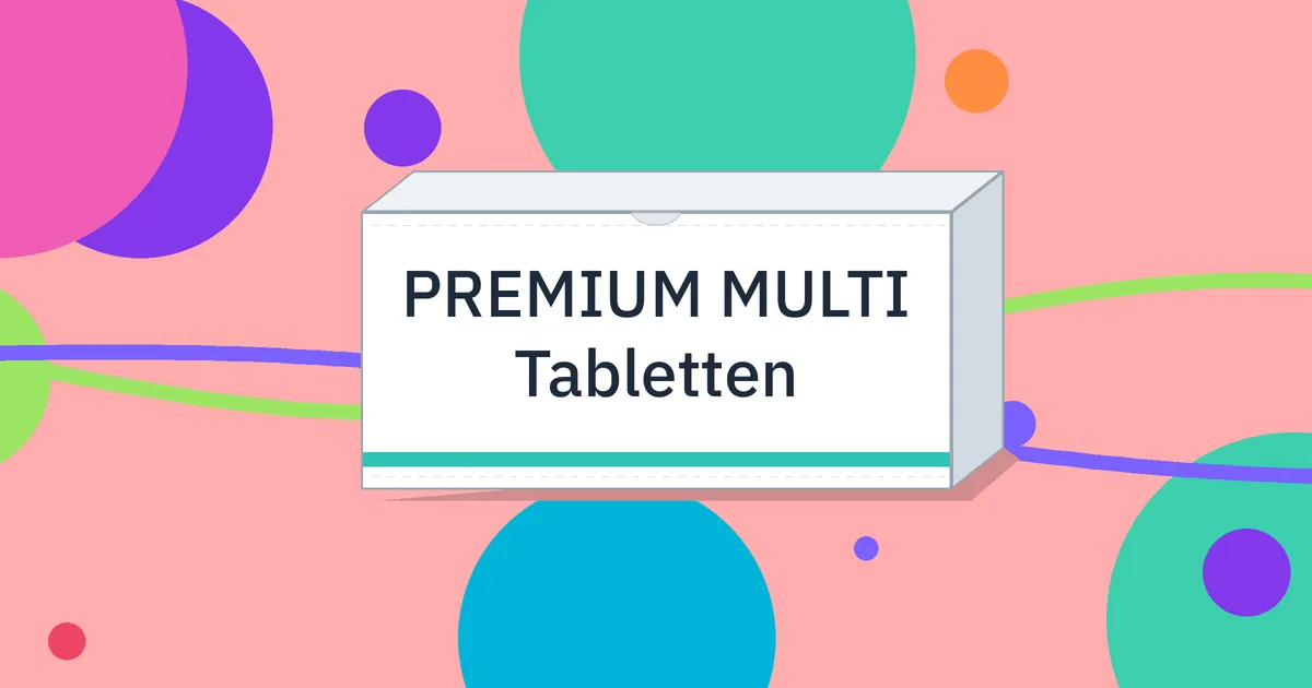 Symbolbild: Packung mit der Aufschrift PREMIUM MULTI Tabletten (PZN 16901372) – Verfügbarkeit und Bezug in Apotheken in Frankfurt am Main