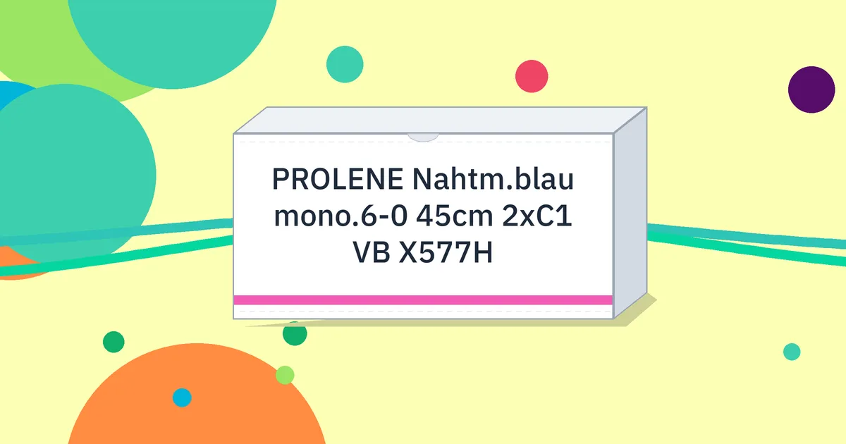 Symbolbild: Packung mit der Aufschrift PROLENE Nahtm.blau mono.6-0 45cm 2xC1 VB X577H (PZN 20895766) – Verfügbarkeit und Bezug in Apotheken in Frankfurt am Main