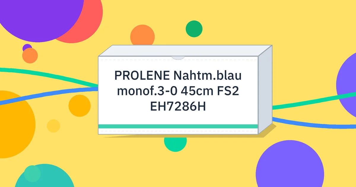 Symbolbild: Packung mit der Aufschrift PROLENE Nahtm.blau monof.3-0 45cm FS2 EH7286H (PZN 02482776) – Verfügbarkeit und Bezug in Apotheken in Frankfurt am Main