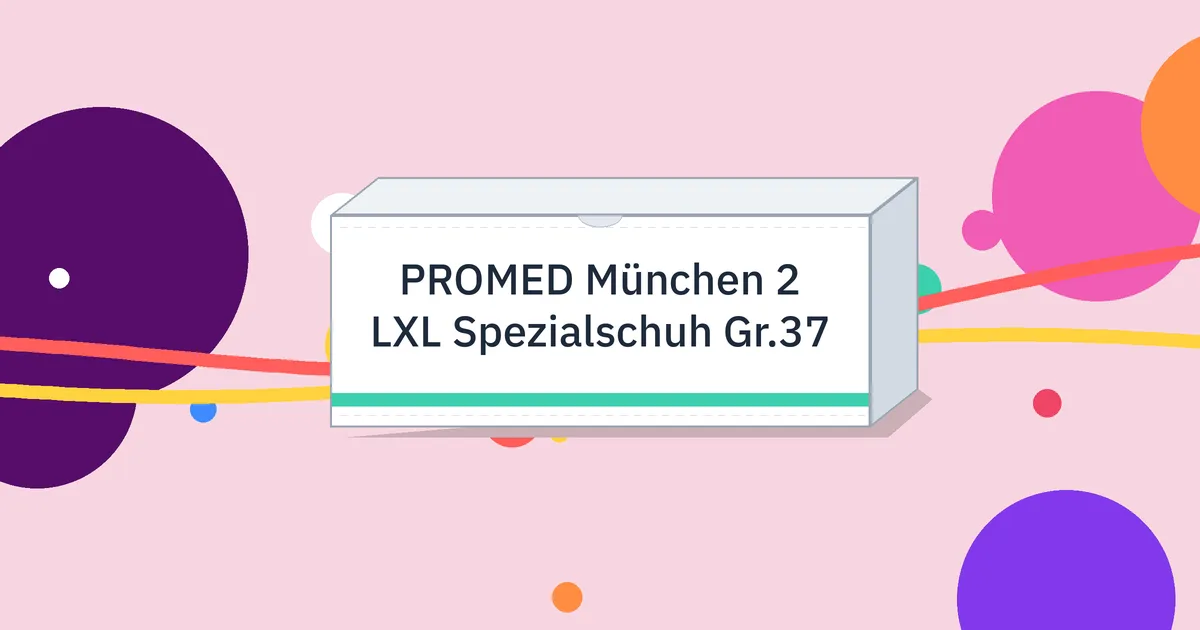 Symbolbild: Packung mit der Aufschrift PROMED München 2 LXL Spezialschuh Gr.37 (PZN 05482883) – Verfügbarkeit und Bezug in Apotheken in Frankfurt am Main