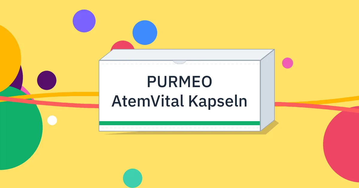 Symbolbild: Packung mit der Aufschrift PURMEO AtemVital Kapseln (PZN 17869848) – Verfügbarkeit und Bezug in Apotheken in Frankfurt am Main