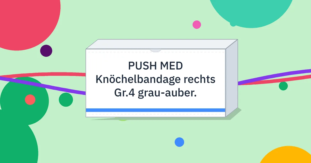 Symbolbild: Packung mit der Aufschrift PUSH MED Knöchelbandage rechts Gr.4 grau-auber. (PZN 04856732) – Verfügbarkeit und Bezug in Apotheken in Frankfurt am Main