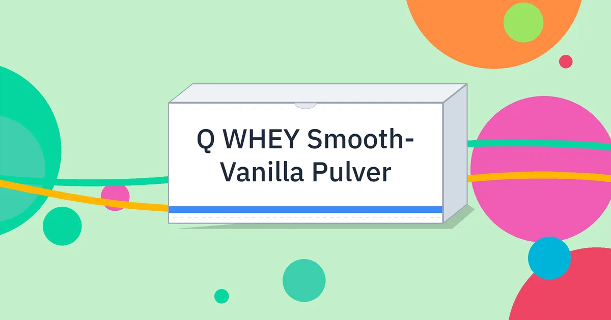 Symbolbild: Packung mit der Aufschrift Q WHEY Smooth-Vanilla Pulver (PZN 16334134) – Verfügbarkeit und Bezug in Apotheken in Frankfurt am Main
