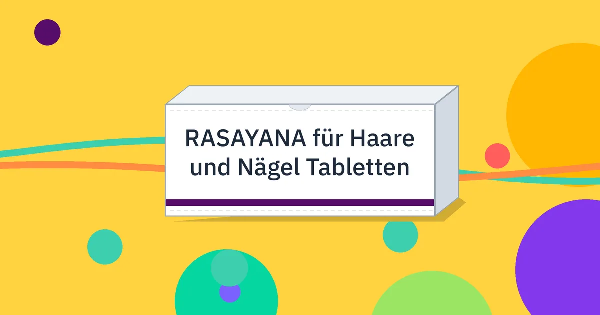 Symbolbild: Packung mit der Aufschrift RASAYANA für Haare und Nägel Tabletten (PZN 06893252) – Verfügbarkeit und Bezug in Apotheken in Frankfurt am Main