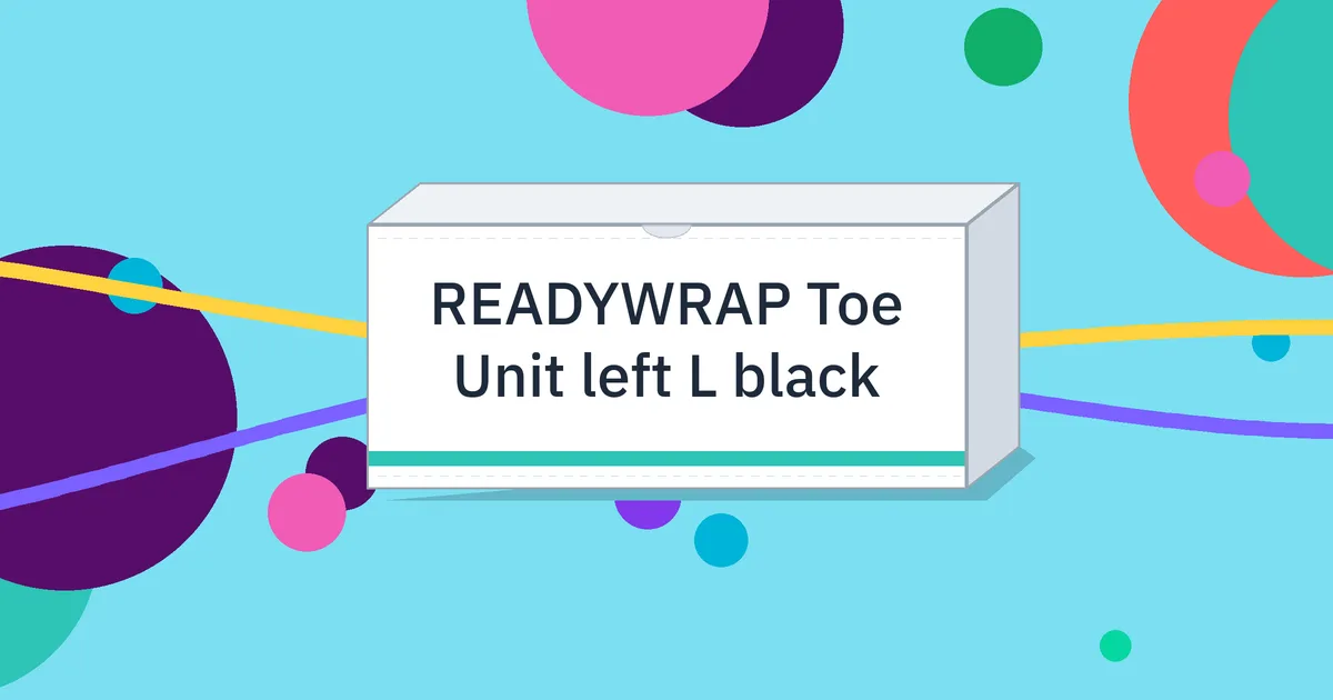 Symbolbild: Packung mit der Aufschrift READYWRAP Toe Unit left L black (PZN 16566063) – Verfügbarkeit und Bezug in Apotheken in Frankfurt am Main