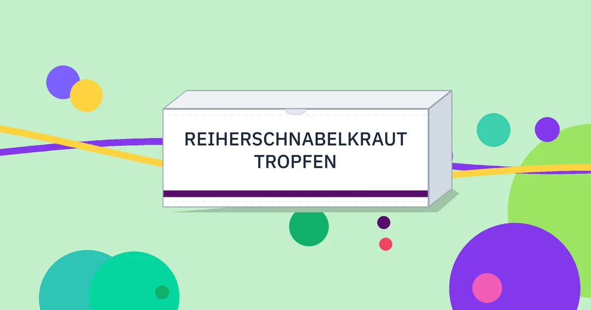 Symbolbild: Packung mit der Aufschrift REIHERSCHNABELKRAUT TROPFEN (PZN 14284225) – Verfügbarkeit und Bezug in Apotheken in Frankfurt am Main