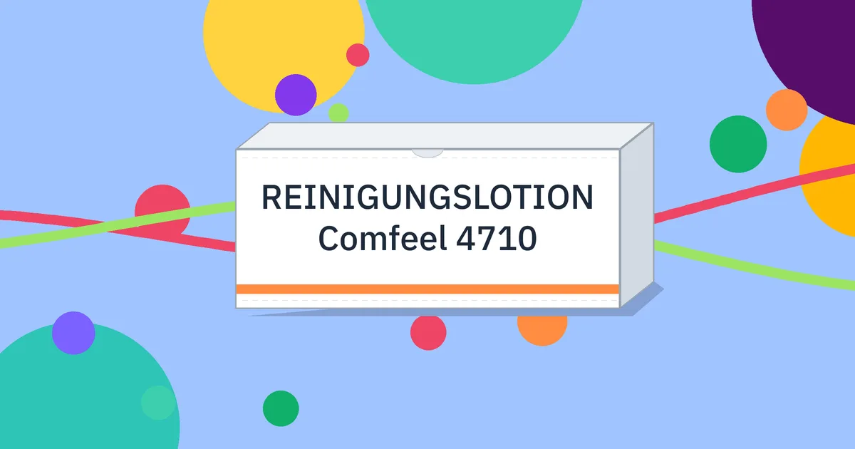 Symbolbild: Packung mit der Aufschrift REINIGUNGSLOTION Comfeel 4710 (PZN 08482688) – Verfügbarkeit und Bezug in Apotheken in Frankfurt am Main