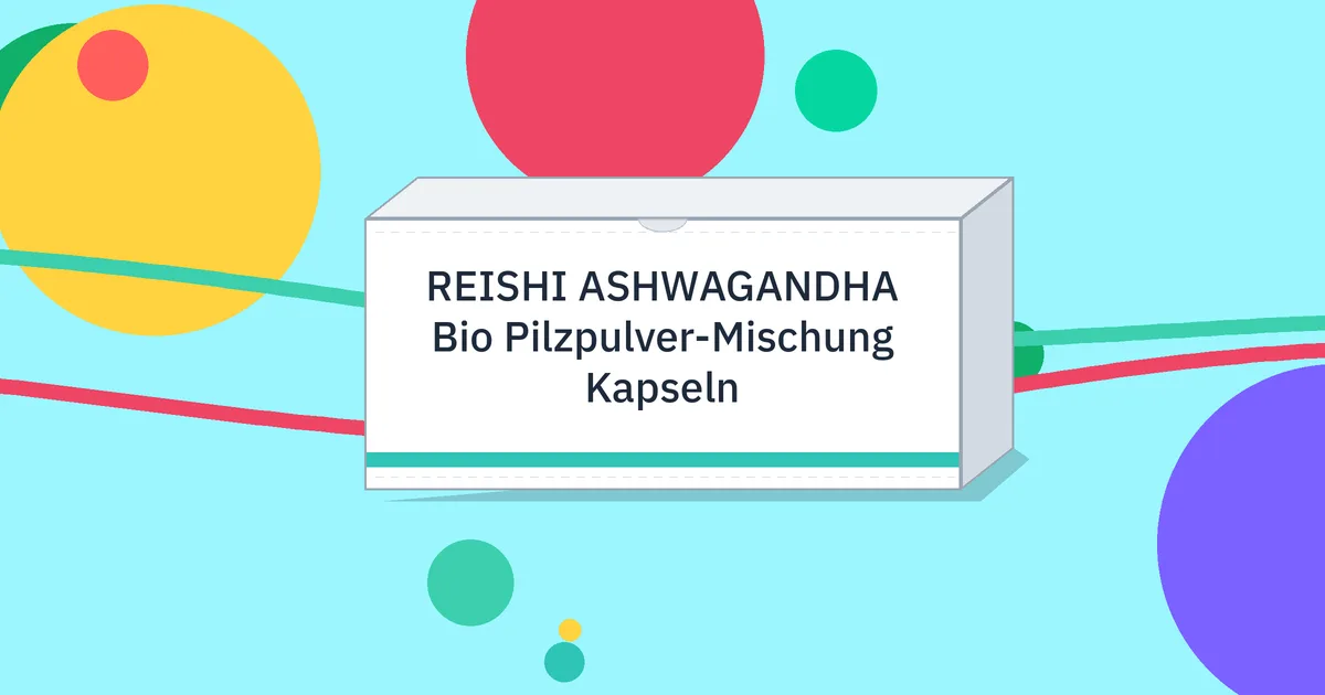 Symbolbild: Packung mit der Aufschrift REISHI ASHWAGANDHA Bio Pilzpulver-Mischung Kapseln (PZN 19710678) – Verfügbarkeit und Bezug in Apotheken in Frankfurt am Main