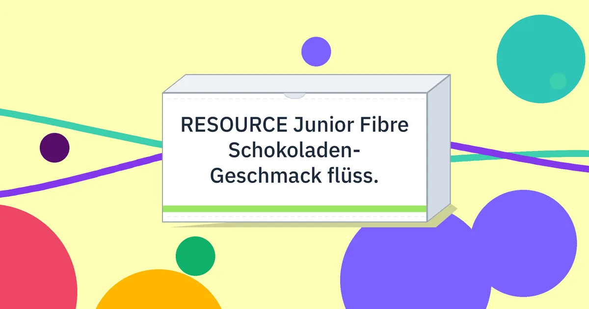 Symbolbild: Packung mit der Aufschrift RESOURCE Junior Fibre Schokoladen-Geschmack flüss. (PZN 20636094) – Verfügbarkeit und Bezug in Apotheken in Frankfurt am Main