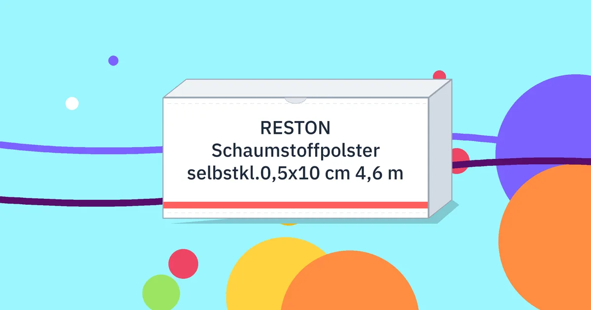 Symbolbild: Packung mit der Aufschrift RESTON Schaumstoffpolster selbstkl.0,5x10 cm 4,6 m (PZN 05893221) – Verfügbarkeit und Bezug in Apotheken in Frankfurt am Main