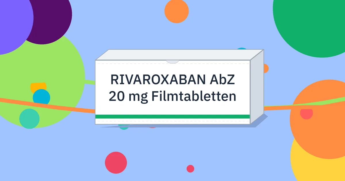 Symbolbild: Packung mit der Aufschrift RIVAROXABAN AbZ 20 mg Filmtabletten (PZN 18827065) – Verfügbarkeit und Bezug in Apotheken in Frankfurt am Main