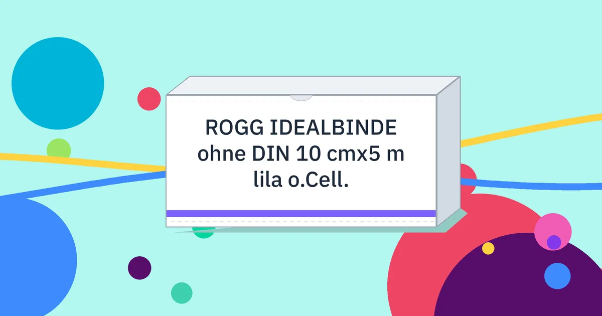 Symbolbild: Packung mit der Aufschrift ROGG IDEALBINDE ohne DIN 10 cmx5 m lila o.Cell. (PZN 16530875) – Verfügbarkeit und Bezug in Apotheken in Frankfurt am Main