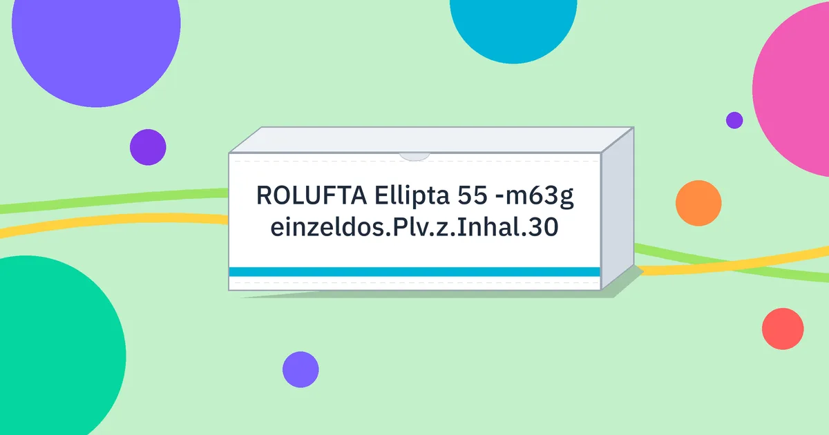 Symbolbild: Packung mit der Aufschrift ROLUFTA Ellipta 55 -m63g einzeldos.Plv.z.Inhal.30 (PZN 19501667) – Verfügbarkeit und Bezug in Apotheken in Frankfurt am Main