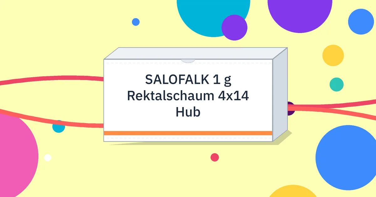 Symbolbild: Packung mit der Aufschrift SALOFALK 1 g Rektalschaum 4x14 Hub (PZN 20032462) – Verfügbarkeit und Bezug in Apotheken in Frankfurt am Main