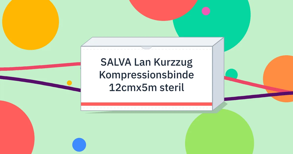 Symbolbild: Packung mit der Aufschrift SALVA Lan Kurzzug Kompressionsbinde 12cmx5m steril (PZN 19768844) – Verfügbarkeit und Bezug in Apotheken in Frankfurt am Main