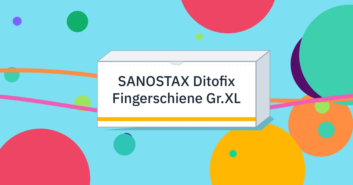 Symbolbild: Packung mit der Aufschrift SANOSTAX Ditofix Fingerschiene Gr.XL (PZN 11604586) – Verfügbarkeit und Bezug in Apotheken in Frankfurt am Main