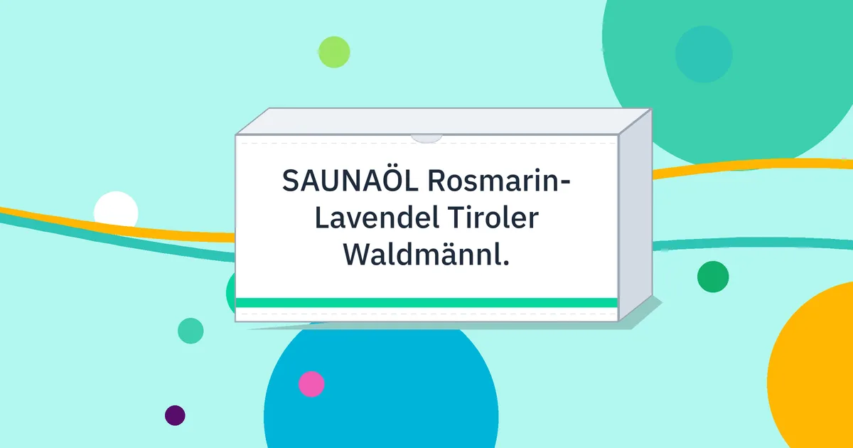 Symbolbild: Packung mit der Aufschrift SAUNAÖL Rosmarin-Lavendel Tiroler Waldmännl. (PZN 05558936) – Verfügbarkeit und Bezug in Apotheken in Frankfurt am Main
