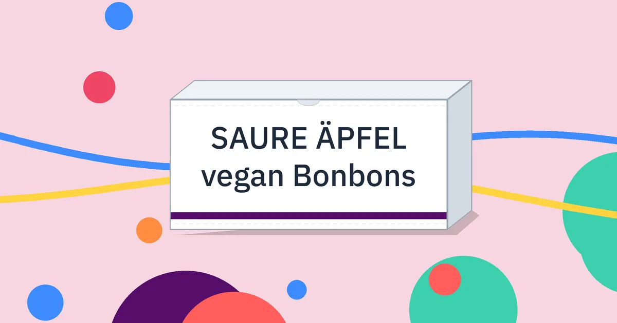 Symbolbild: Packung mit der Aufschrift SAURE ÄPFEL vegan Bonbons (PZN 18905919) – Verfügbarkeit und Bezug in Apotheken in Frankfurt am Main