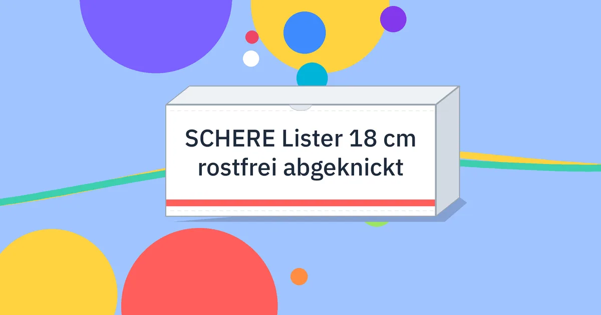 Symbolbild: Packung mit der Aufschrift SCHERE Lister 18 cm rostfrei abgeknickt (PZN 04849844) – Verfügbarkeit und Bezug in Apotheken in Frankfurt am Main