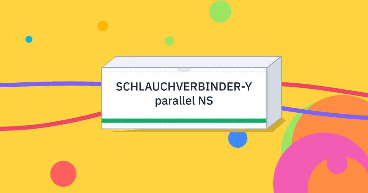 Symbolbild: Packung mit der Aufschrift SCHLAUCHVERBINDER-Y parallel NS (PZN 20205000) – Verfügbarkeit und Bezug in Apotheken in Frankfurt am Main