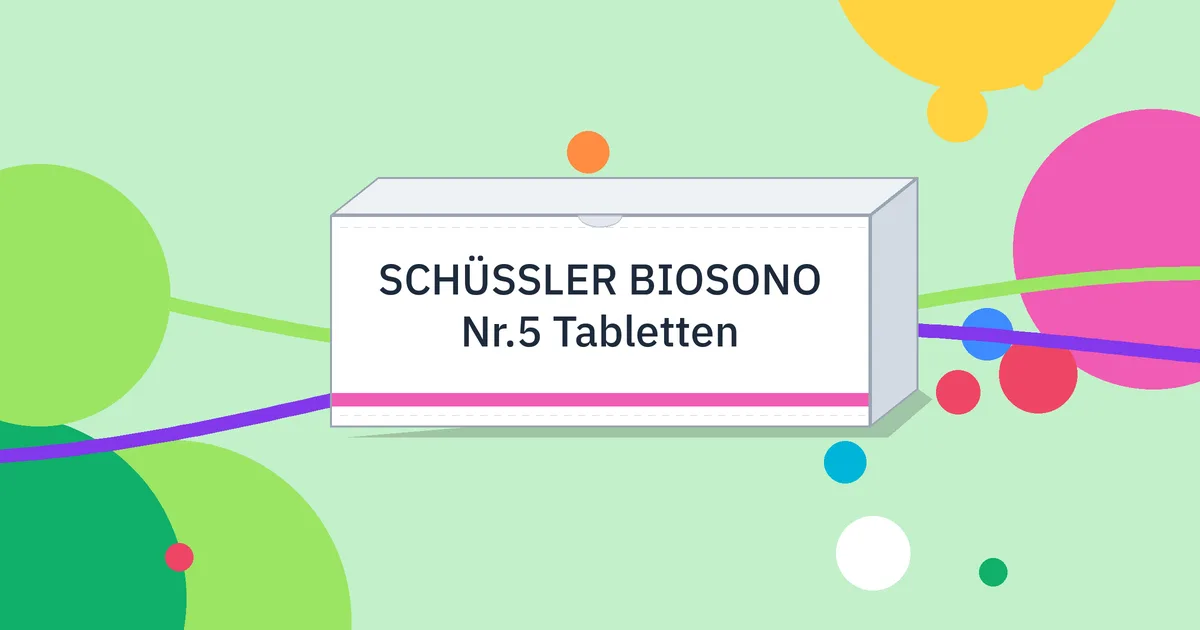 Symbolbild: Packung mit der Aufschrift SCHÜSSLER BIOSONO Nr.5 Tabletten (PZN 04660733) – Verfügbarkeit und Bezug in Apotheken in Frankfurt am Main