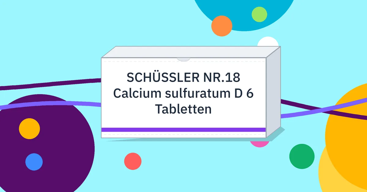 Symbolbild: Packung mit der Aufschrift SCHÜSSLER NR.18 Calcium sulfuratum D 6 Tabletten (PZN 11031908) – Verfügbarkeit und Bezug in Apotheken in Frankfurt am Main