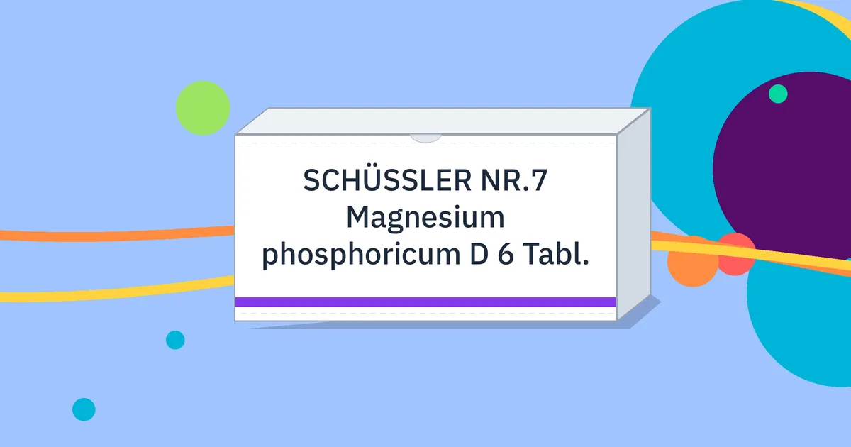 Symbolbild: Packung mit der Aufschrift SCHÜSSLER NR.7 Magnesium phosphoricum D 6 Tabl. (PZN 10990601) – Verfügbarkeit und Bezug in Apotheken in Frankfurt am Main