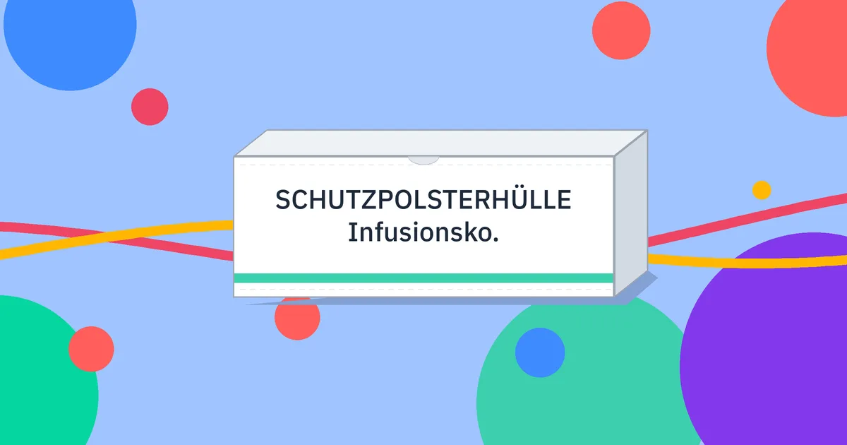 Symbolbild: Packung mit der Aufschrift SCHUTZPOLSTERHÜLLE Infusionsko. (PZN 04209866) – Verfügbarkeit und Bezug in Apotheken in Frankfurt am Main