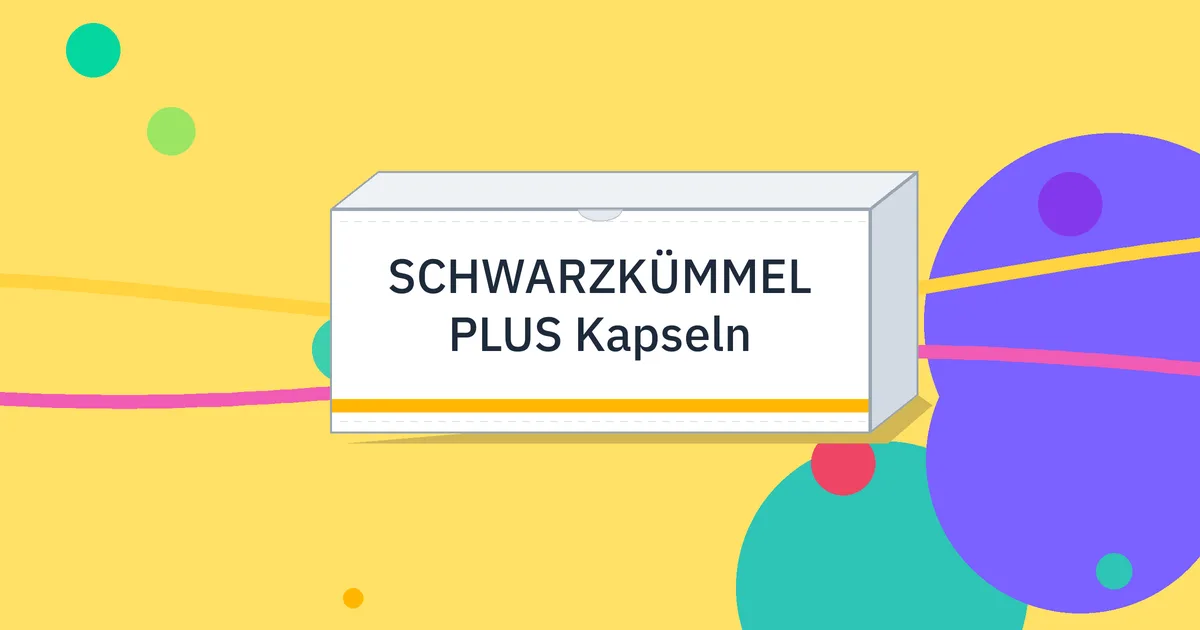 Symbolbild: Packung mit der Aufschrift SCHWARZKÜMMEL PLUS Kapseln (PZN 17883819) – Verfügbarkeit und Bezug in Apotheken in Frankfurt am Main