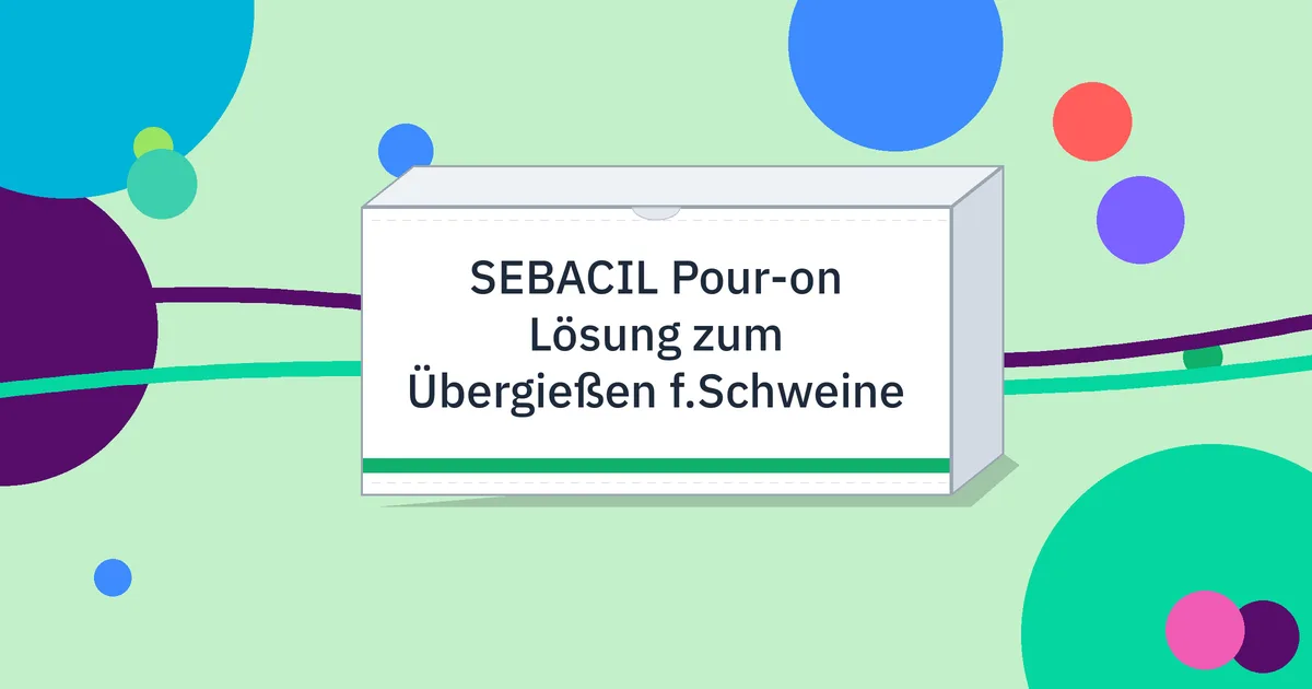 Symbolbild: Packung mit der Aufschrift SEBACIL Pour-on Lösung zum Übergießen f.Schweine (PZN 04656921) – Verfügbarkeit und Bezug in Apotheken in Frankfurt am Main