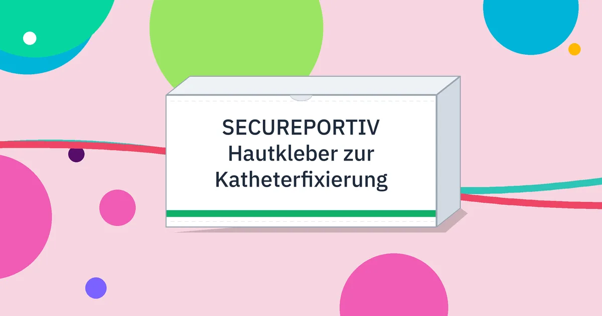Symbolbild: Packung mit der Aufschrift SECUREPORTIV Hautkleber zur Katheterfixierung (PZN 19530491) – Verfügbarkeit und Bezug in Apotheken in Frankfurt am Main