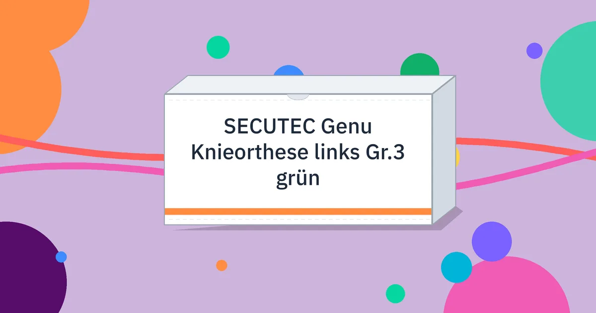 Symbolbild: Packung mit der Aufschrift SECUTEC Genu Knieorthese links Gr.3 grün (PZN 12510947) – Verfügbarkeit und Bezug in Apotheken in Frankfurt am Main