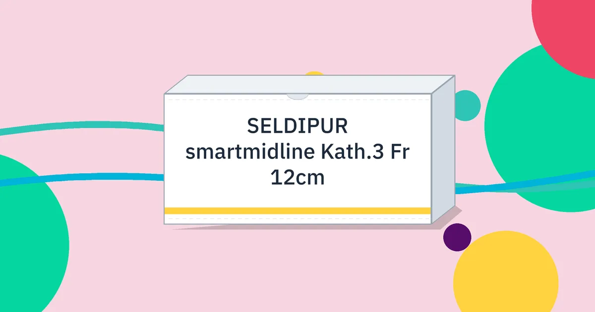 Symbolbild: Packung mit der Aufschrift SELDIPUR smartmidline Kath.3 Fr 12cm (PZN 15263231) – Verfügbarkeit und Bezug in Apotheken in Frankfurt am Main