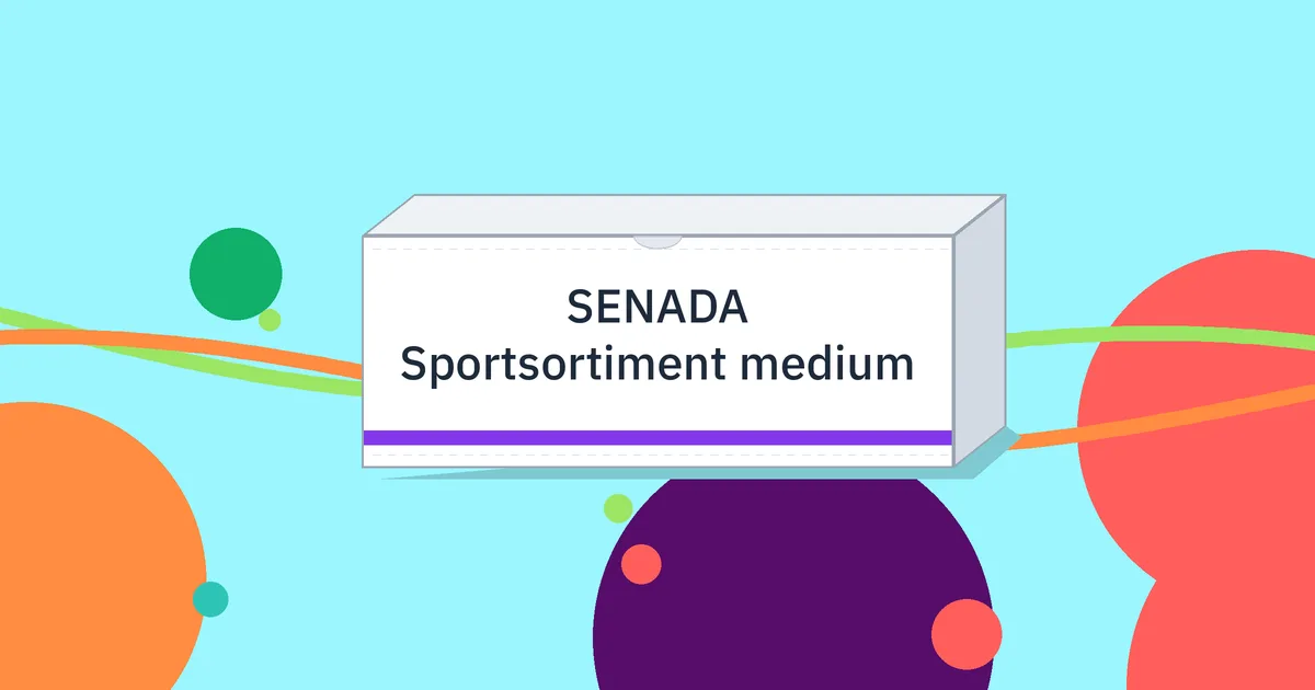 Symbolbild: Packung mit der Aufschrift SENADA Sportsortiment medium (PZN 00947449) – Verfügbarkeit und Bezug in Apotheken in Frankfurt am Main