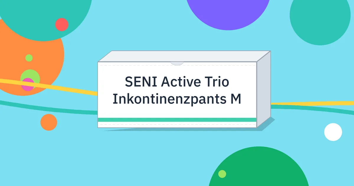 Symbolbild: Packung mit der Aufschrift SENI Active Trio Inkontinenzpants M (PZN 18255901) – Verfügbarkeit und Bezug in Apotheken in Frankfurt am Main