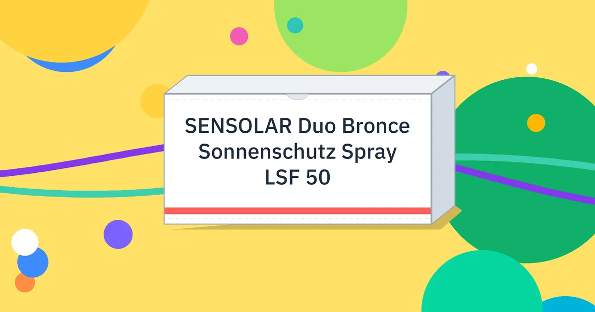 Symbolbild: Packung mit der Aufschrift SENSOLAR Duo Bronce Sonnenschutz Spray LSF 50 (PZN 18677631) – Verfügbarkeit und Bezug in Apotheken in Frankfurt am Main