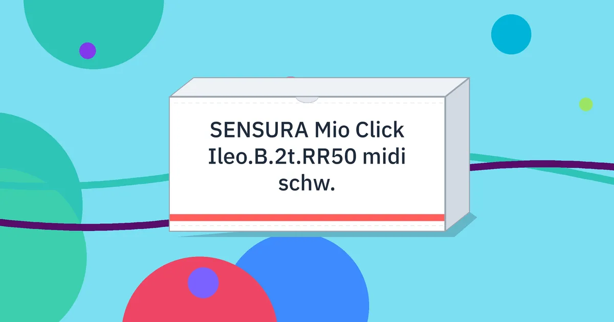 Symbolbild: Packung mit der Aufschrift SENSURA Mio Click Ileo.B.2t.RR50 midi schw. (PZN 20323610) – Verfügbarkeit und Bezug in Apotheken in Frankfurt am Main