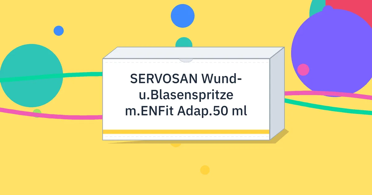 Symbolbild: Packung mit der Aufschrift SERVOSAN Wund- u.Blasenspritze m.ENFit Adap.50 ml (PZN 15738941) – Verfügbarkeit und Bezug in Apotheken in Frankfurt am Main