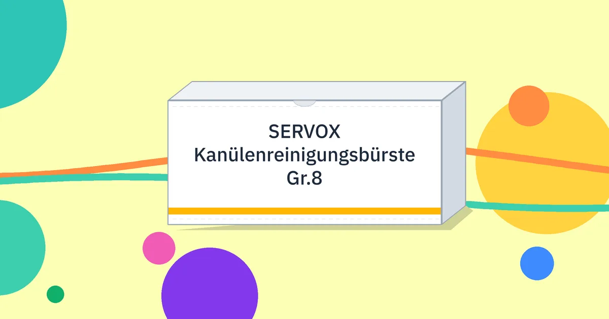 Symbolbild: Packung mit der Aufschrift SERVOX Kanülenreinigungsbürste Gr.8 (PZN 15591260) – Verfügbarkeit und Bezug in Apotheken in Frankfurt am Main