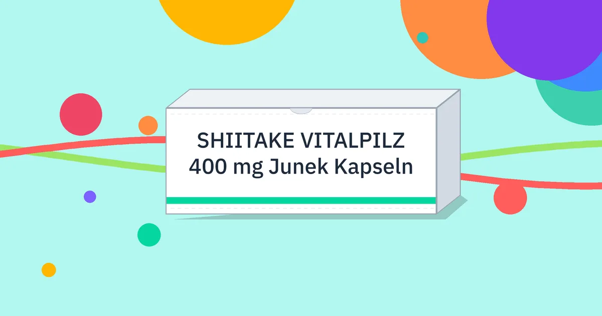 Symbolbild: Packung mit der Aufschrift SHIITAKE VITALPILZ 400 mg Junek Kapseln (PZN 01115432) – Verfügbarkeit und Bezug in Apotheken in Frankfurt am Main
