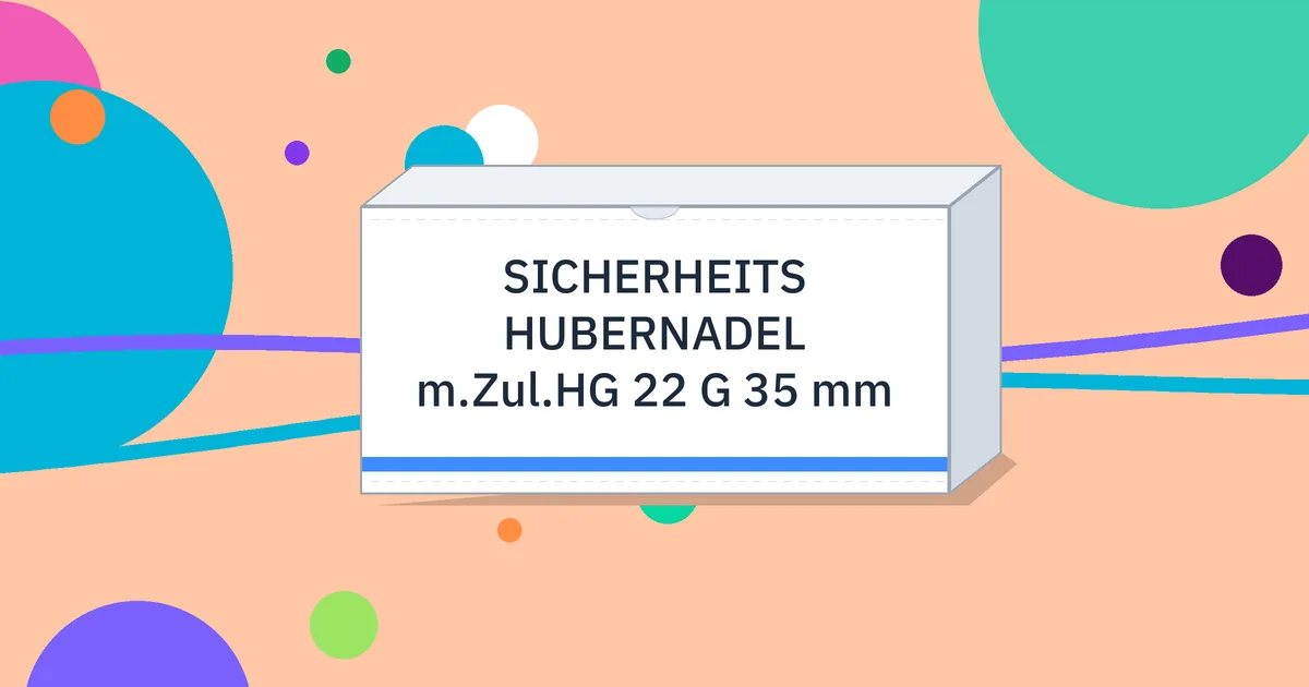 Symbolbild: Packung mit der Aufschrift SICHERHEITS HUBERNADEL m.Zul.HG 22 G 35 mm (PZN 13248440) – Verfügbarkeit und Bezug in Apotheken in Frankfurt am Main
