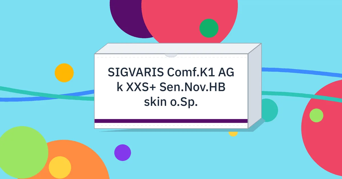 Symbolbild: Packung mit der Aufschrift SIGVARIS Comf.K1 AG k XXS+ Sen.Nov.HB skin o.Sp. (PZN 17102288) – Verfügbarkeit und Bezug in Apotheken in Frankfurt am Main