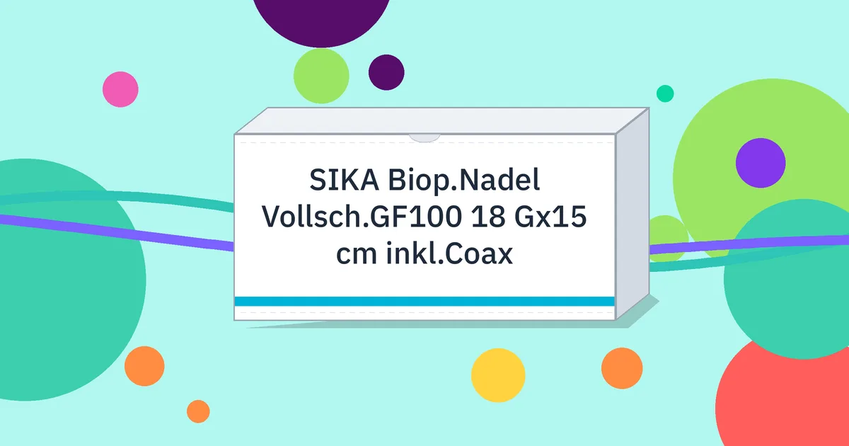 Symbolbild: Packung mit der Aufschrift SIKA Biop.Nadel Vollsch.GF100 18 Gx15 cm inkl.Coax (PZN 20293837) – Verfügbarkeit und Bezug in Apotheken in Frankfurt am Main