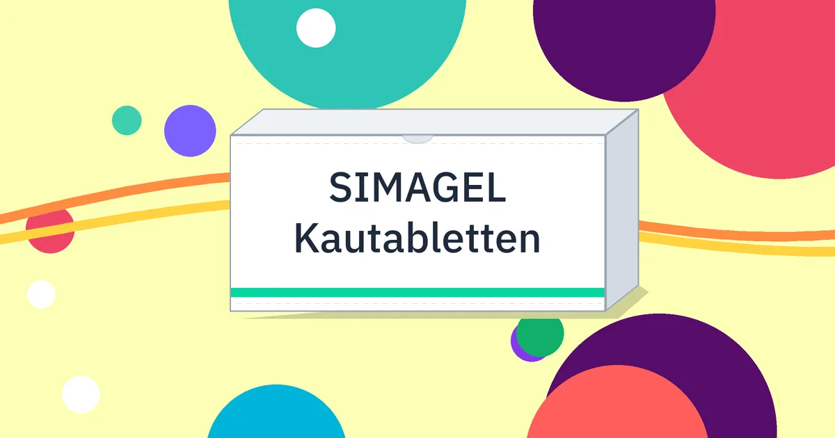 Symbolbild: Packung mit der Aufschrift SIMAGEL Kautabletten (PZN 04081366) – Verfügbarkeit und Bezug in Apotheken in Frankfurt am Main