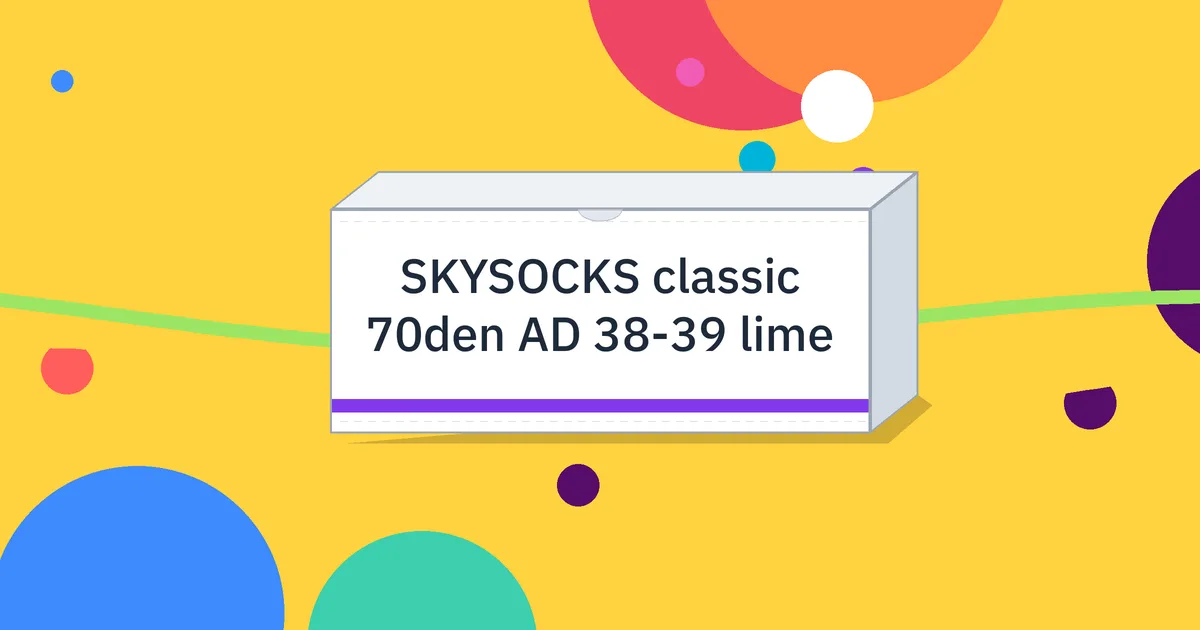 Symbolbild: Packung mit der Aufschrift SKYSOCKS classic 70den AD 38-39 lime (PZN 19790476) – Verfügbarkeit und Bezug in Apotheken in Frankfurt am Main